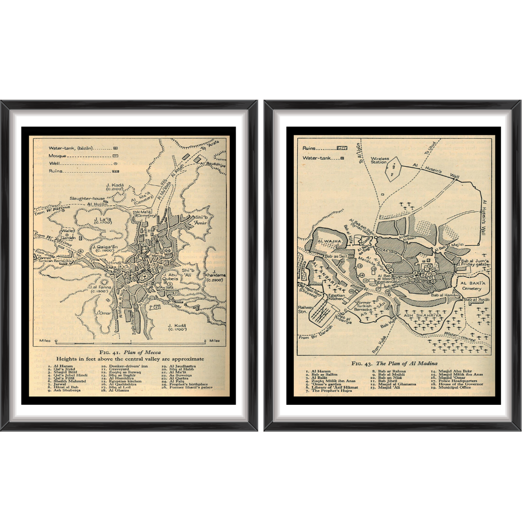 Makkah and Madinah Rustic Map Prints – Saleha Art