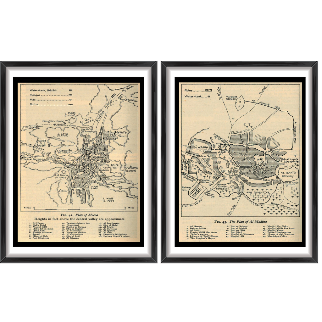 Makkah and Madinah Rustic Map Prints – Saleha Art